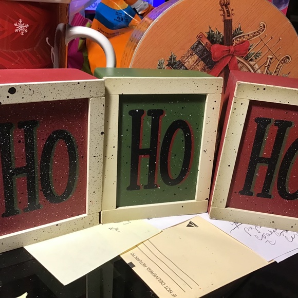 Holiday | Handmade Wooden Ho Ho Ho Christmas Ornaments Display Holiday ...